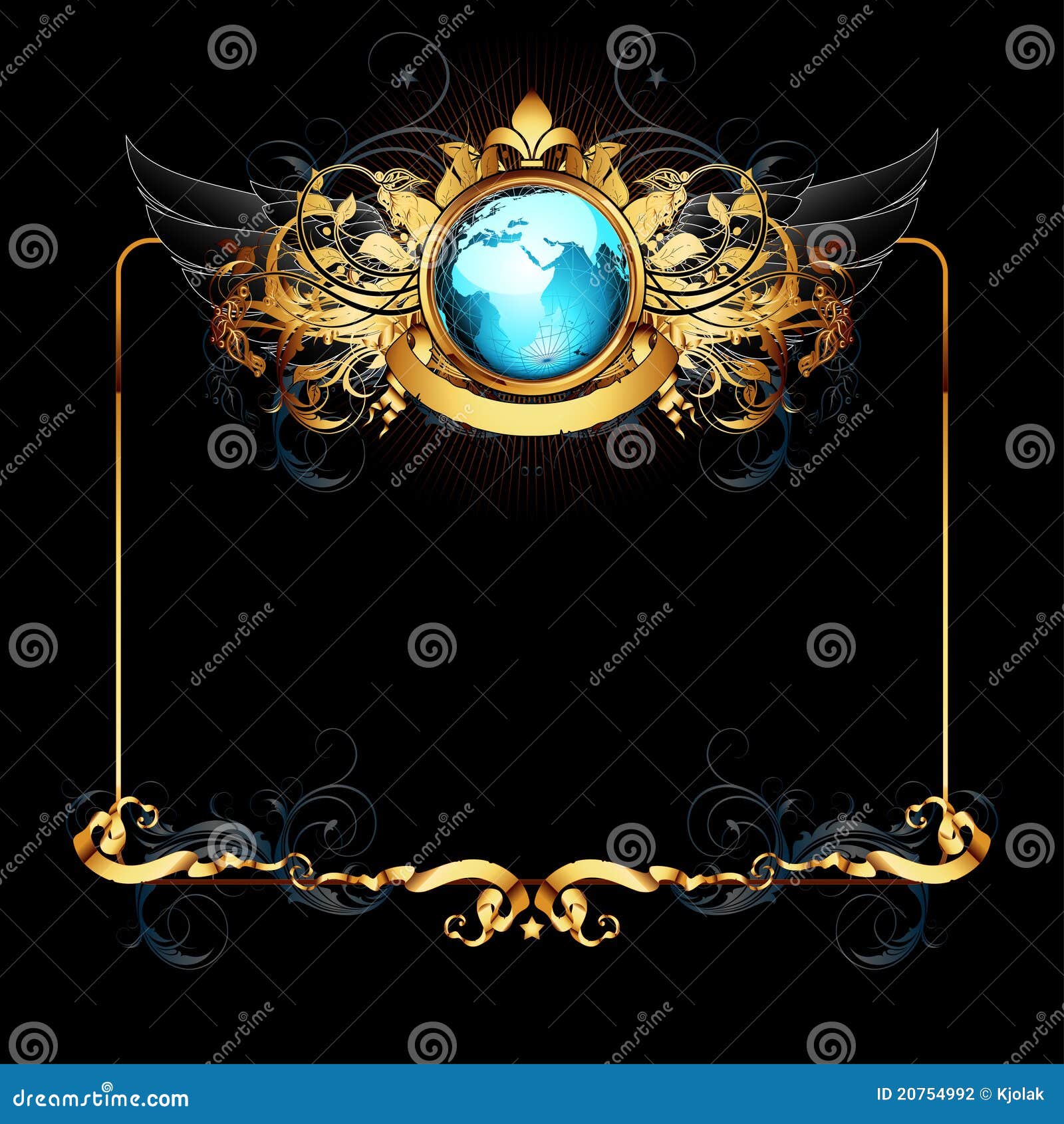World with ornate frame stock vector. Illustration of retro - 20754992