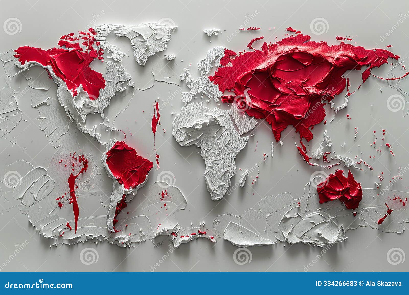 A World Painted Red: a Bold and Textured Canvas of Global Unity Stock ...