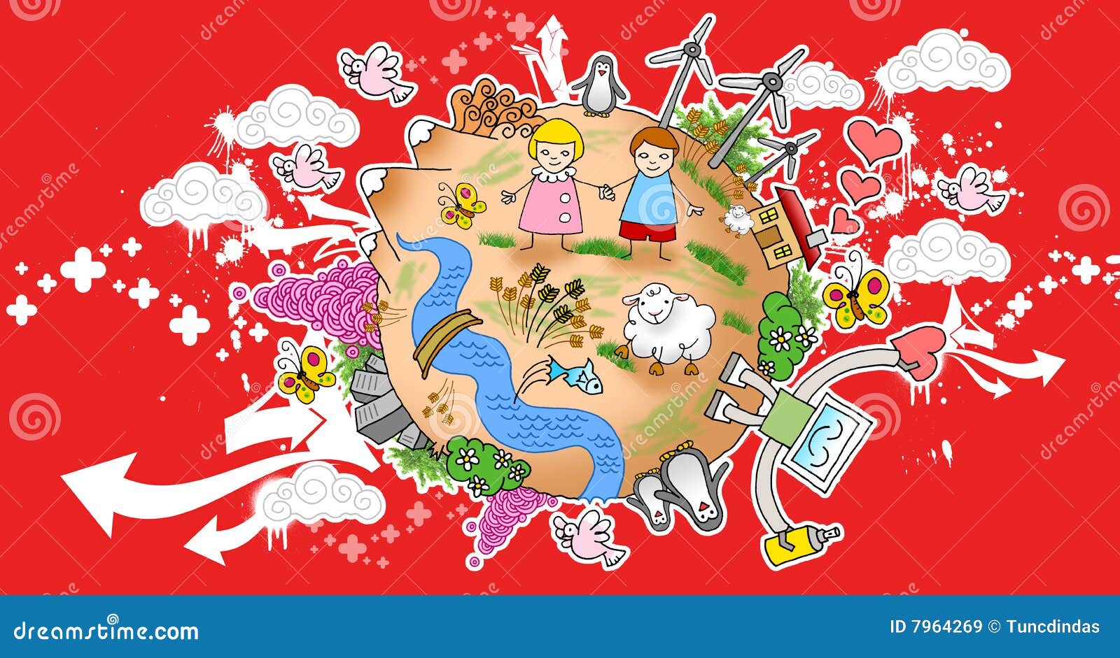 World Peace. Planet Earth Globe With Multiracial Handshake, Flat Vector ...