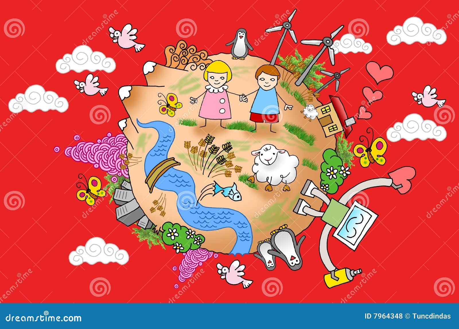 World Peace. Planet Earth Globe With Multiracial Handshake, Flat Vector ...