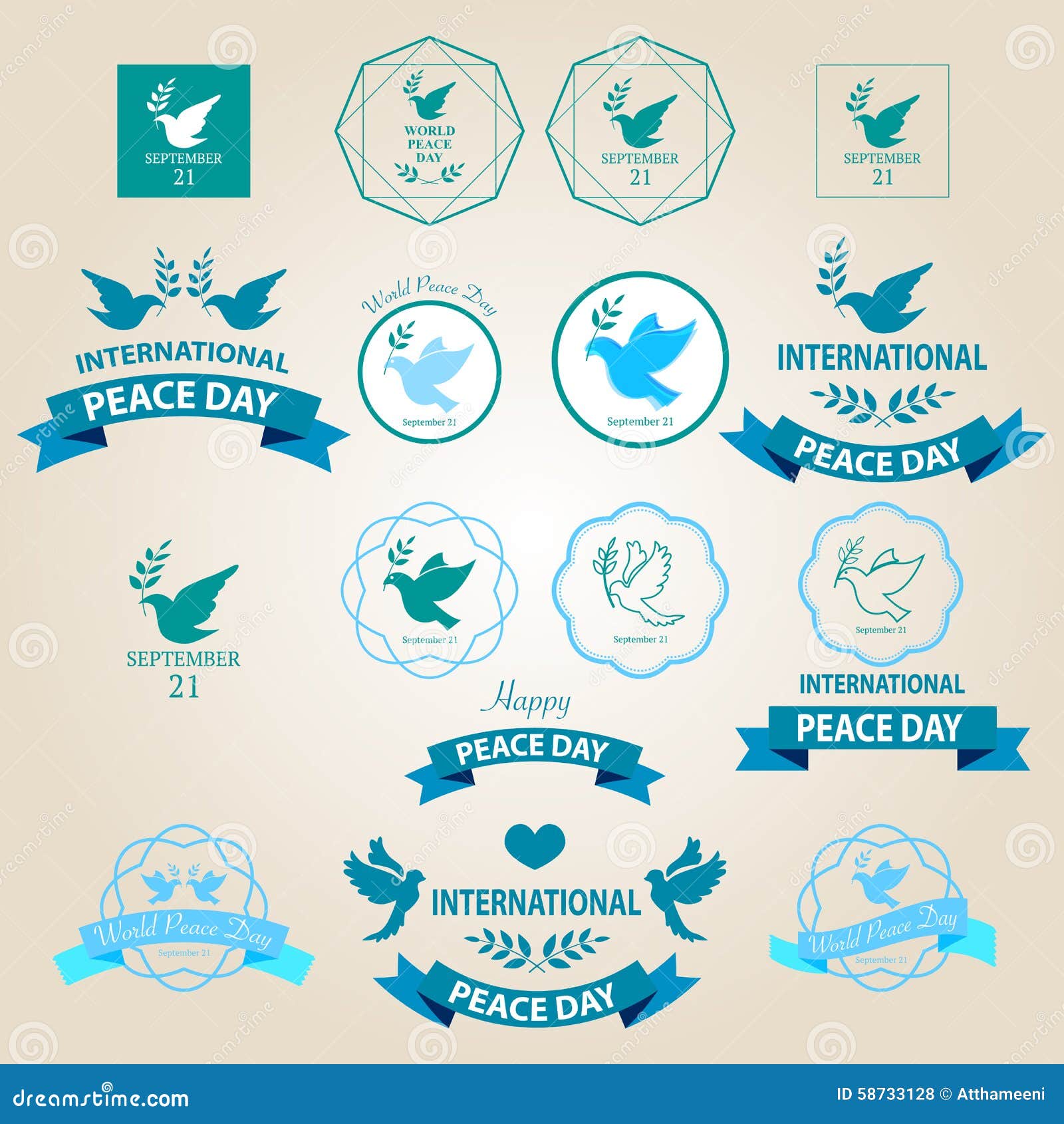 World Peace Day Badges and Labels Design Stock Vector - Illustration of ...