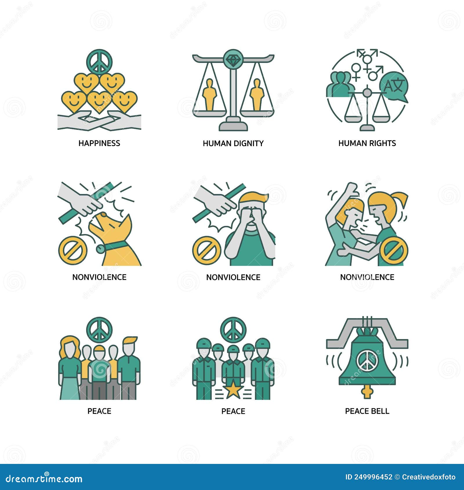World Peace Icon Set stock vector. Illustration of share - 249996452
