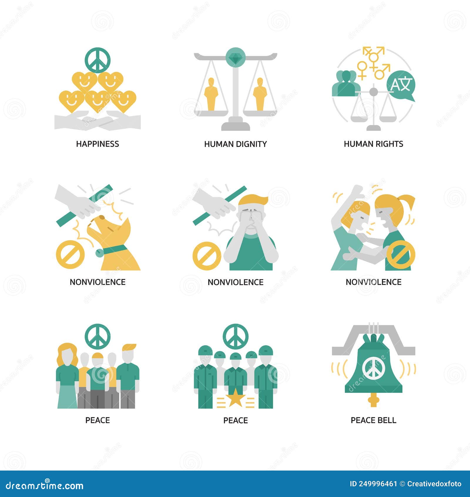 World Peace Icon Set stock vector. Illustration of peace - 249996461