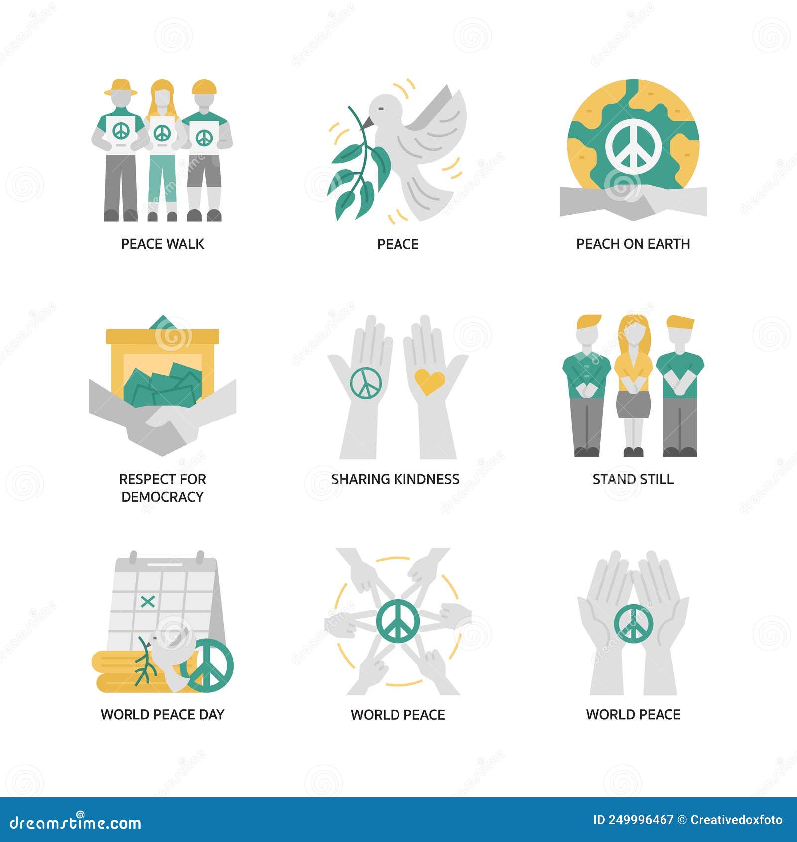 World Peace Icon Set stock vector. Illustration of liberty - 249996467
