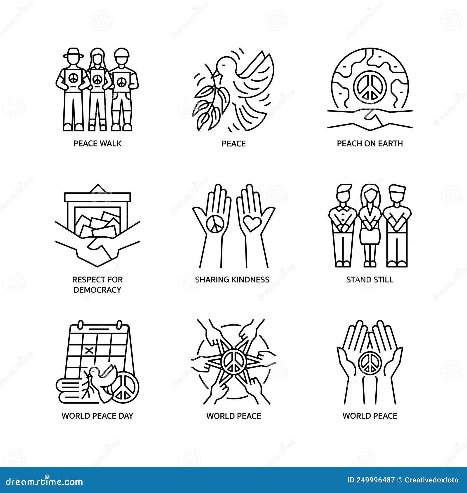 World Peace Icon Set stock vector. Illustration of legal - 249996487