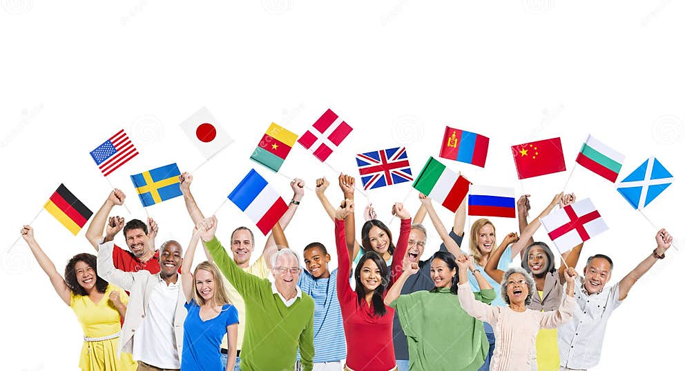 World People Holding Their Flags Stock Photo - Image of emotions ...