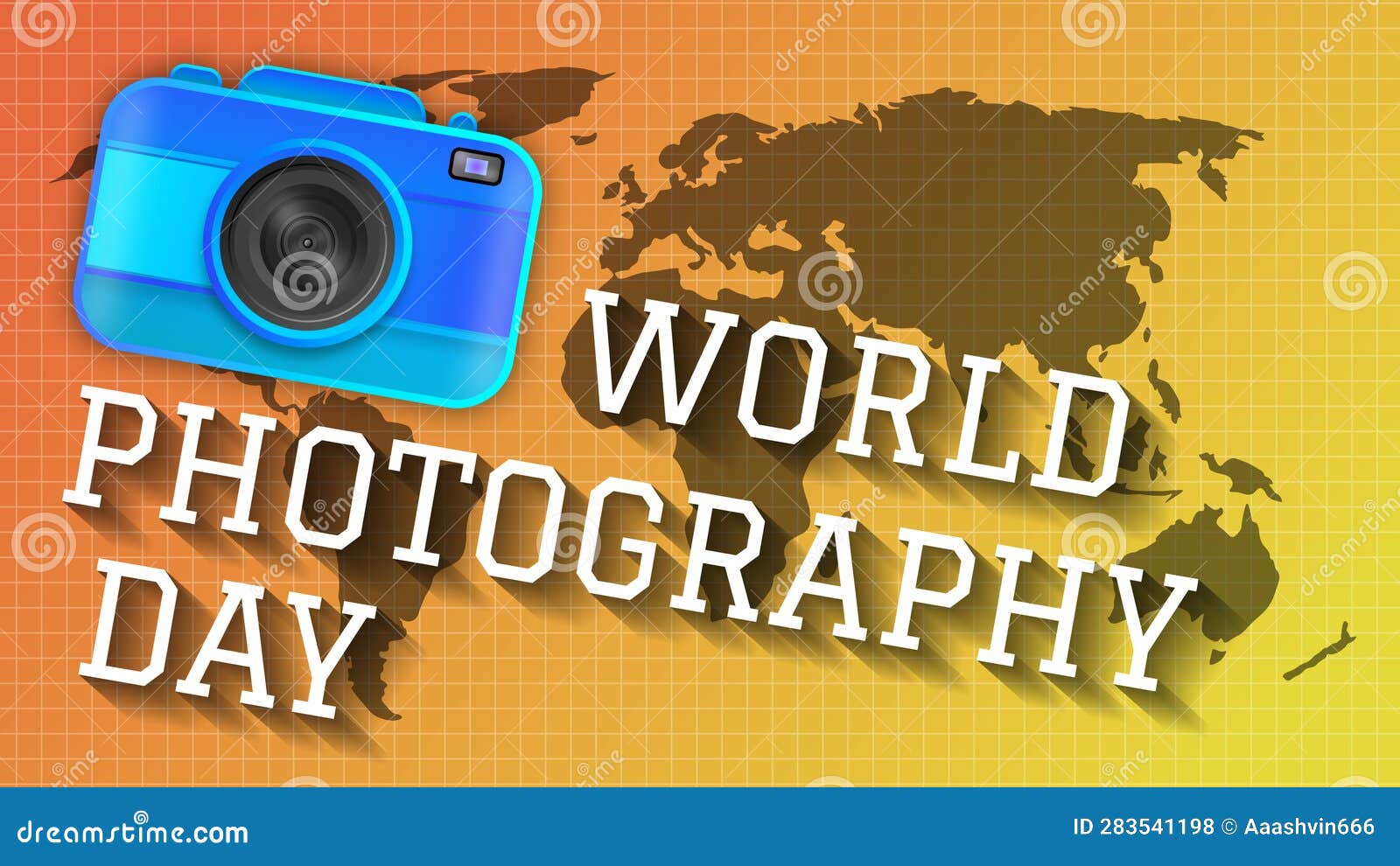 World Photography Day Animation with Blue Camera Stock Illustration ...