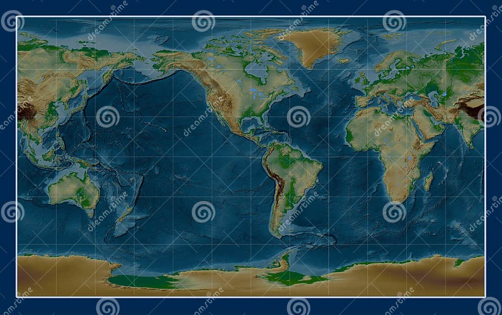 World Physical Map - -90 PM. Compact Miller Stock Illustration ...