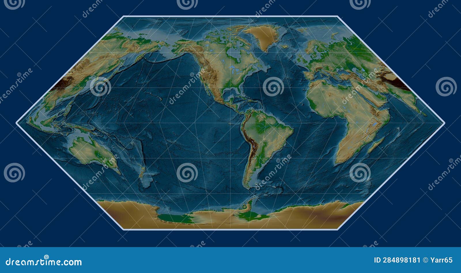 World Physical Map - -90 PM. Eckert I Stock Illustration - Illustration ...