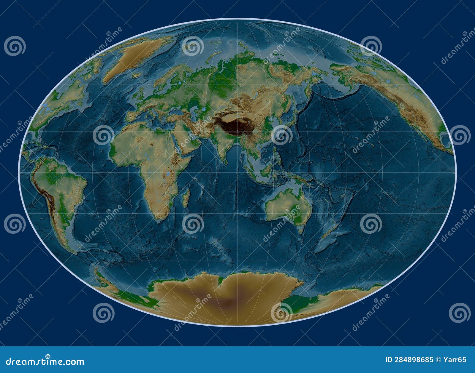 World Physical Map - 90 PM. Fahey Stock Illustration - Illustration of ...