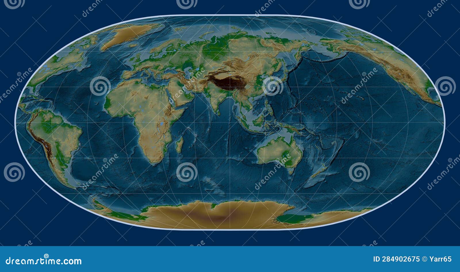 World Physical Map - 90 PM. Loximuthal Stock Illustration ...