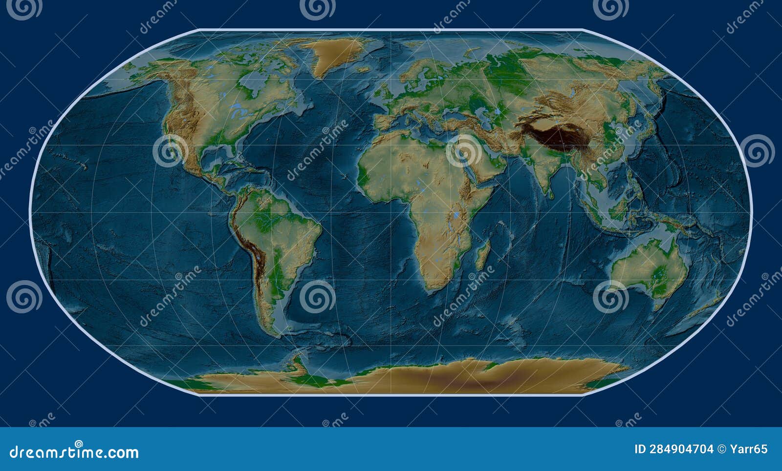World Physical Map - 0 PM. Robinson Stock Illustration - Illustration ...