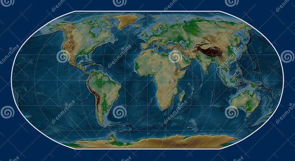 World Physical Map - 0 PM. Robinson Stock Illustration - Illustration ...