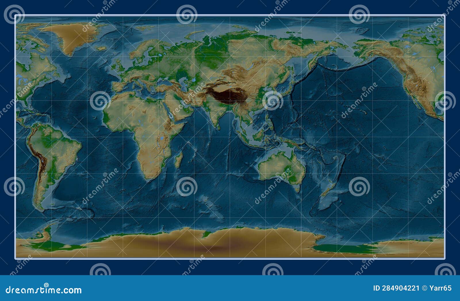 World Physical Map - 90 PM. Patterson Cylindrical Stock Illustration ...