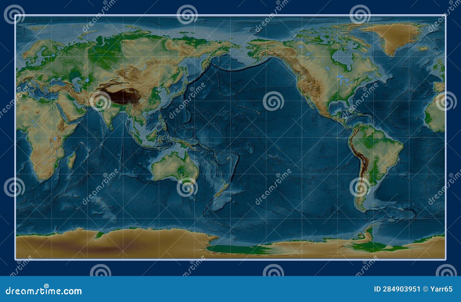 World Physical Map - 180 PM. Patterson Cylindrical Stock Illustration ...