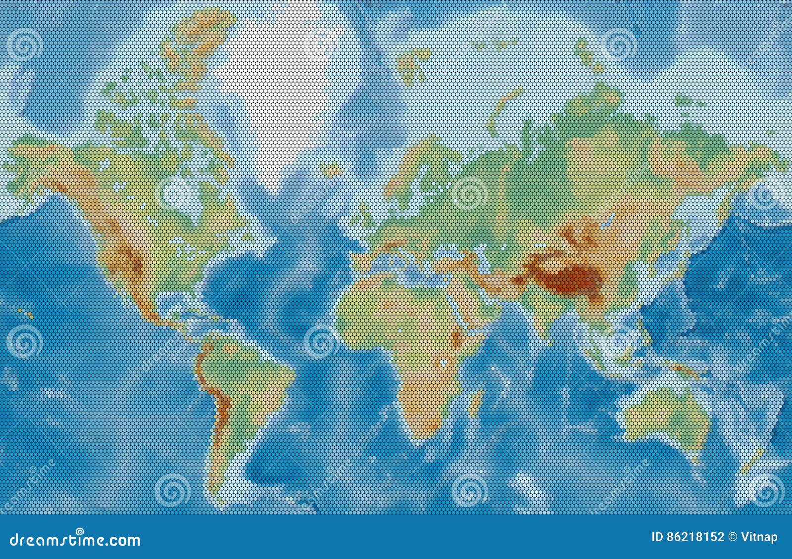 World Map - Physical Topographic - Vector Detailed Illustration Royalty ...