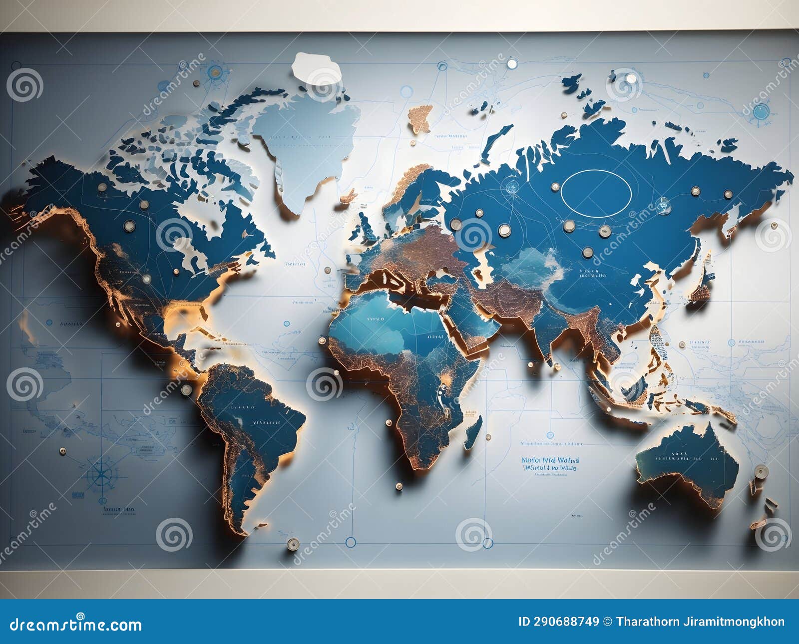 World in Pixels: a High-Tech World Map Stock Illustration ...