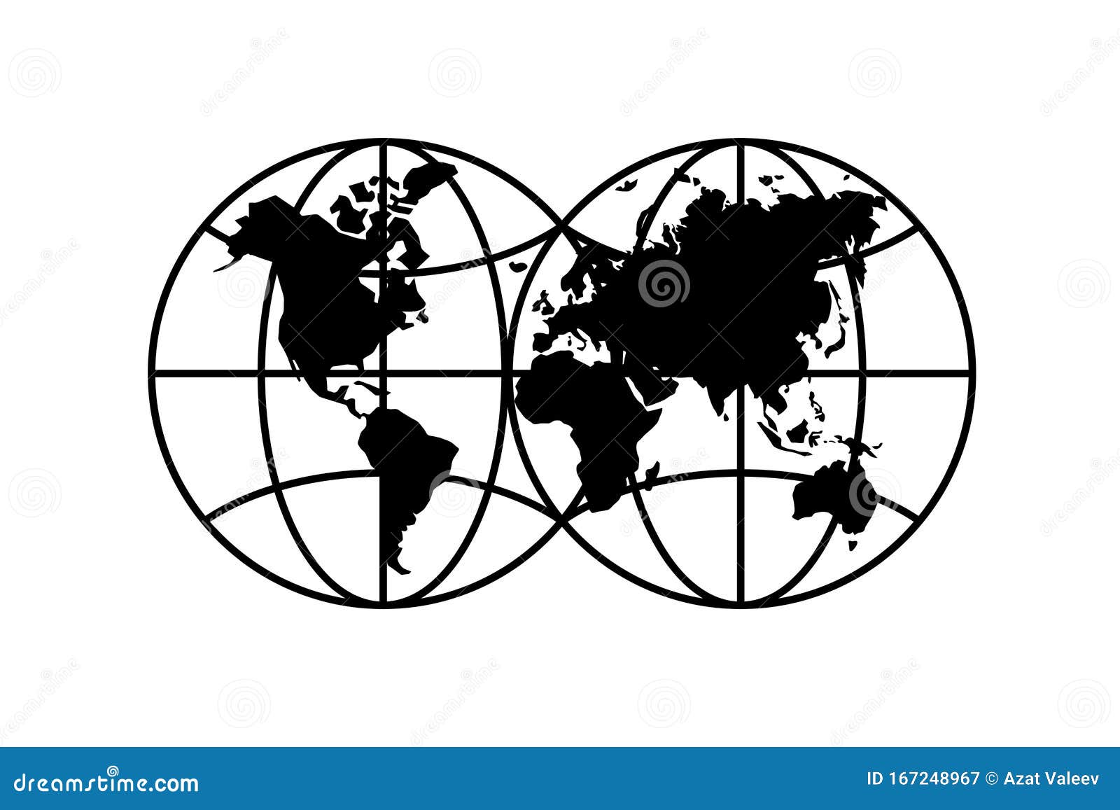World Map Hemisphere, Rounded Globe Vector Illustration | CartoonDealer ...