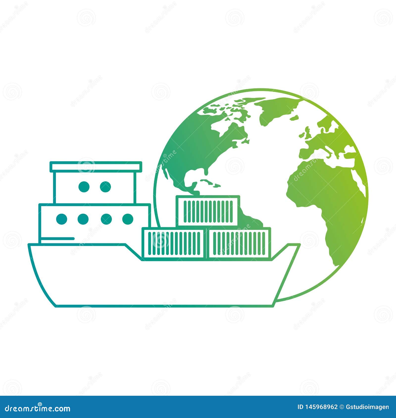World Planet Earth with Cargo Ship Stock Illustration - Illustration of ...