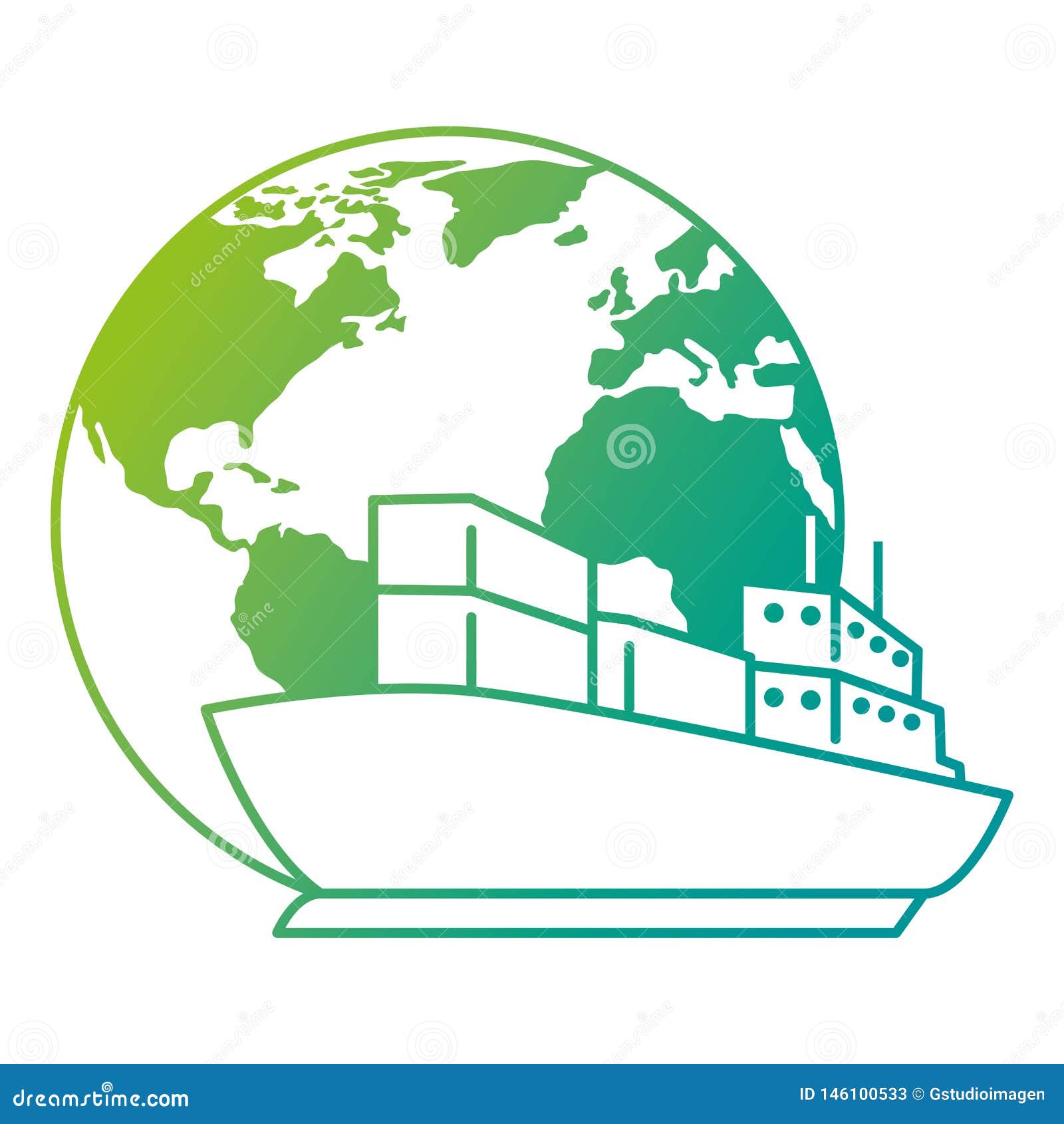 World Planet Earth with Cargo Ship Stock Illustration - Illustration of ...