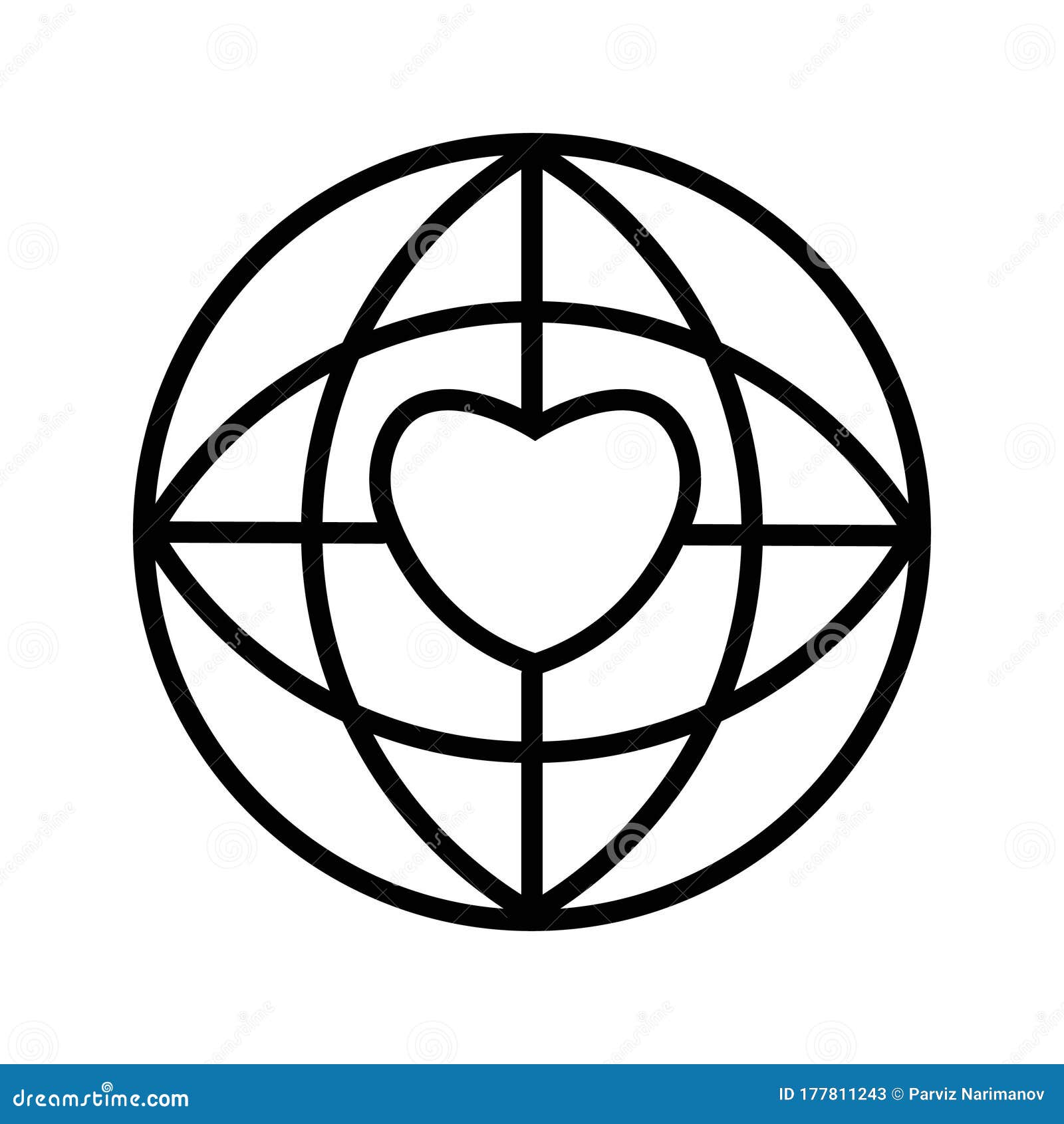 World Planet Earth with Heart Shape Icon Stock Illustration ...