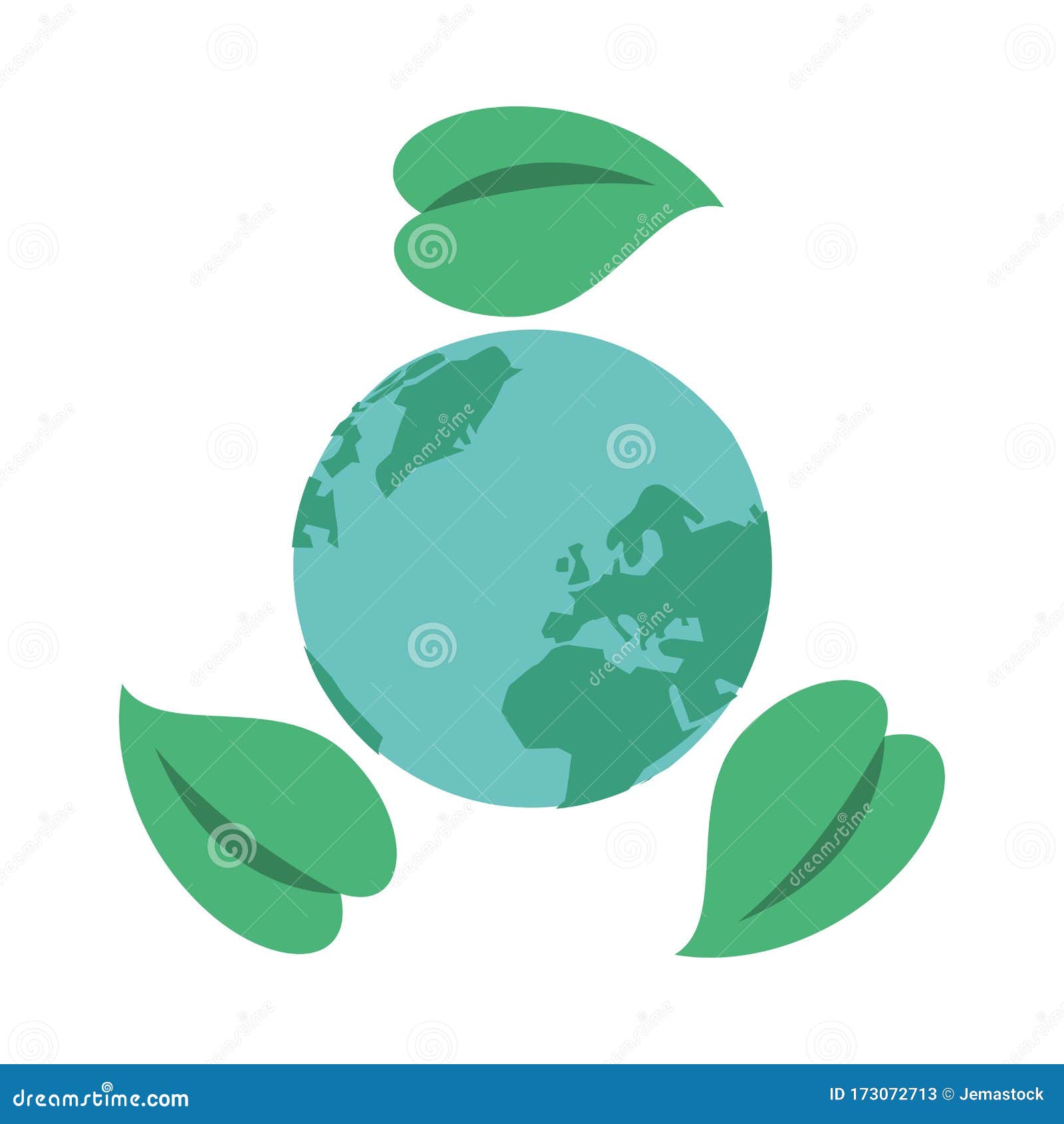 World Planet Earth with Leafs Plant Stock Vector - Illustration of ...