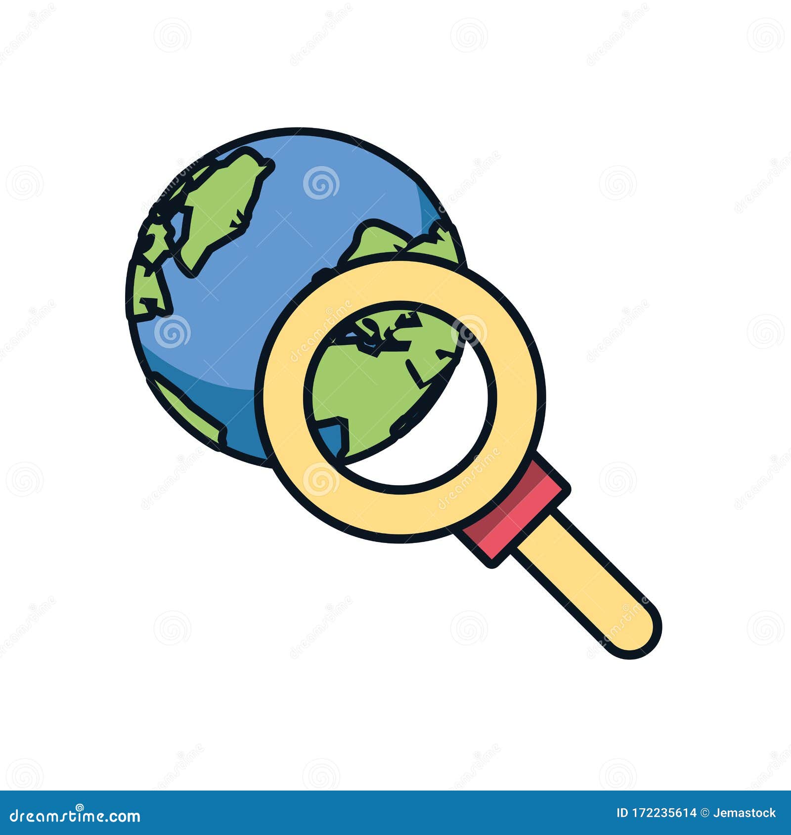 World Planet Earth with Magnifying Glass Stock Vector - Illustration of ...