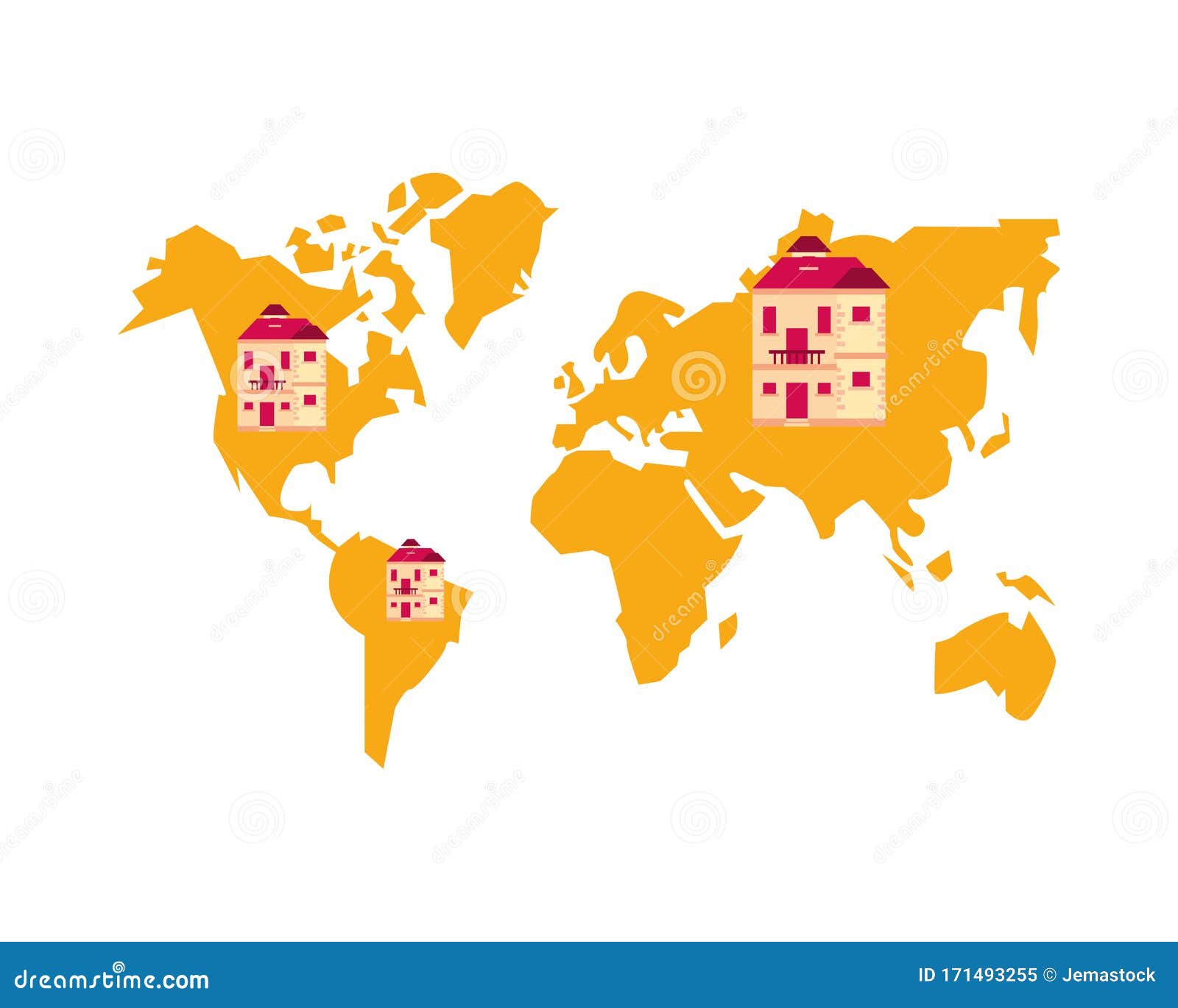 World Planet Earth Maps with Buildings Stock Vector - Illustration of ...