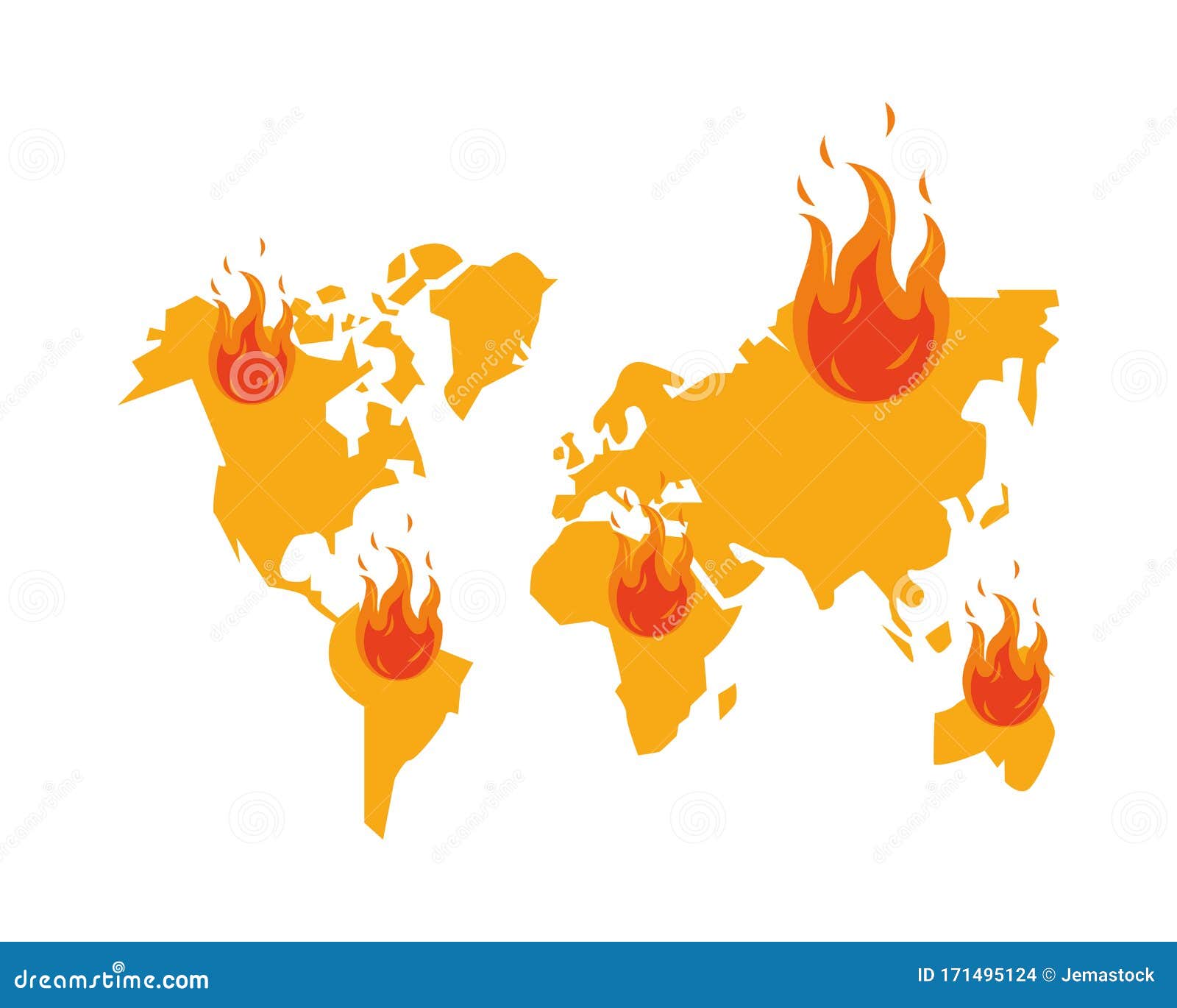 World Planet Earth Maps with Fire Flame Stock Vector - Illustration of ...