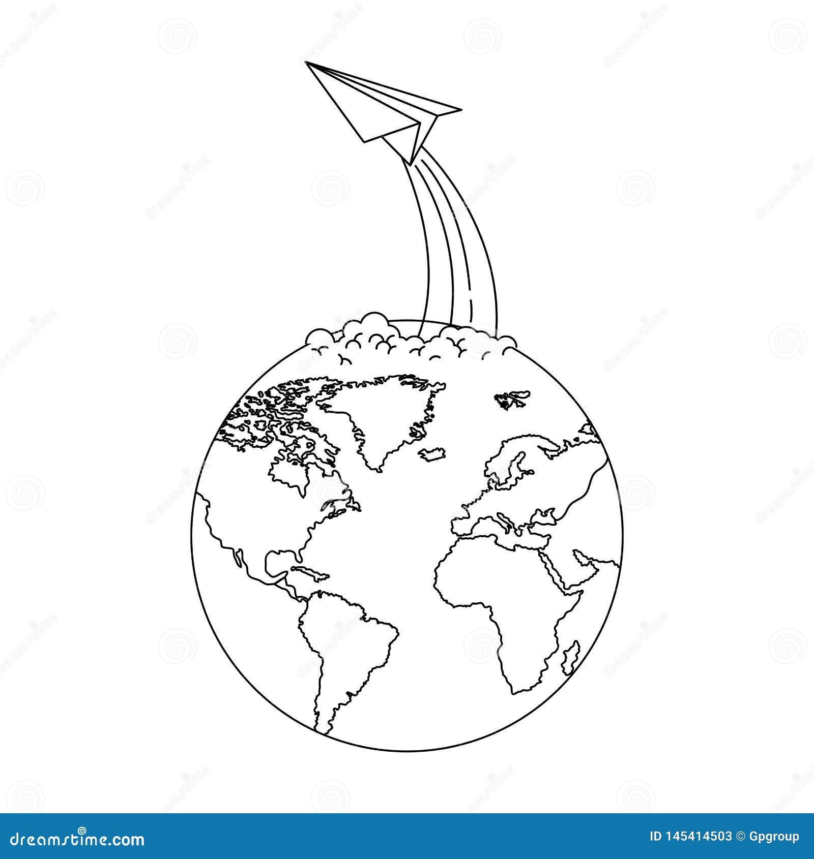 World Planet Earth with Paper Airplane Stock Vector - Illustration of ...