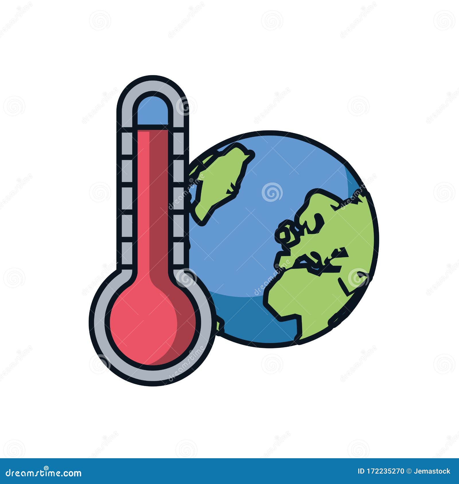 World Planet Earth with Thermometer Stock Vector - Illustration of ...