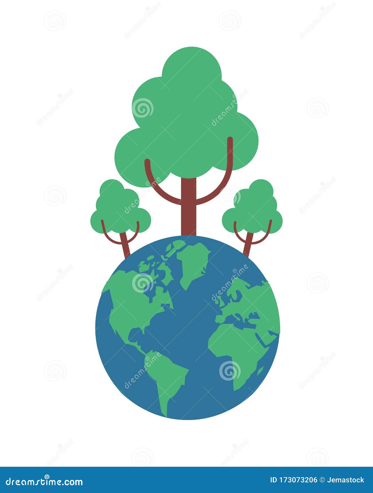 World Planet Earth with Trees Forest Stock Vector - Illustration of ...