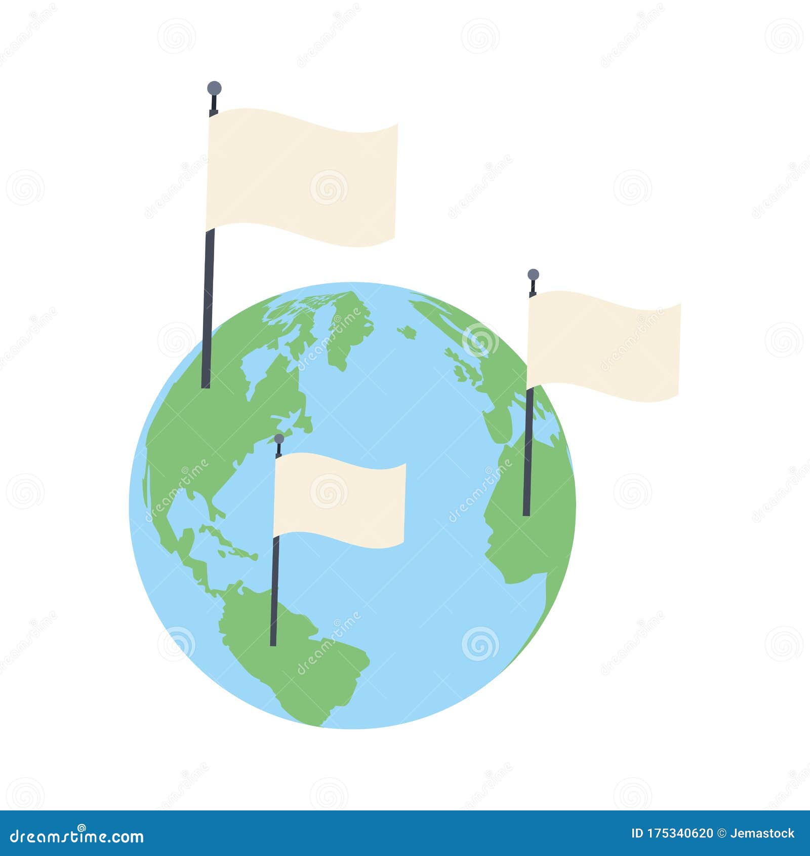 World Planet Earth with Withe Flags Stock Vector - Illustration of ...