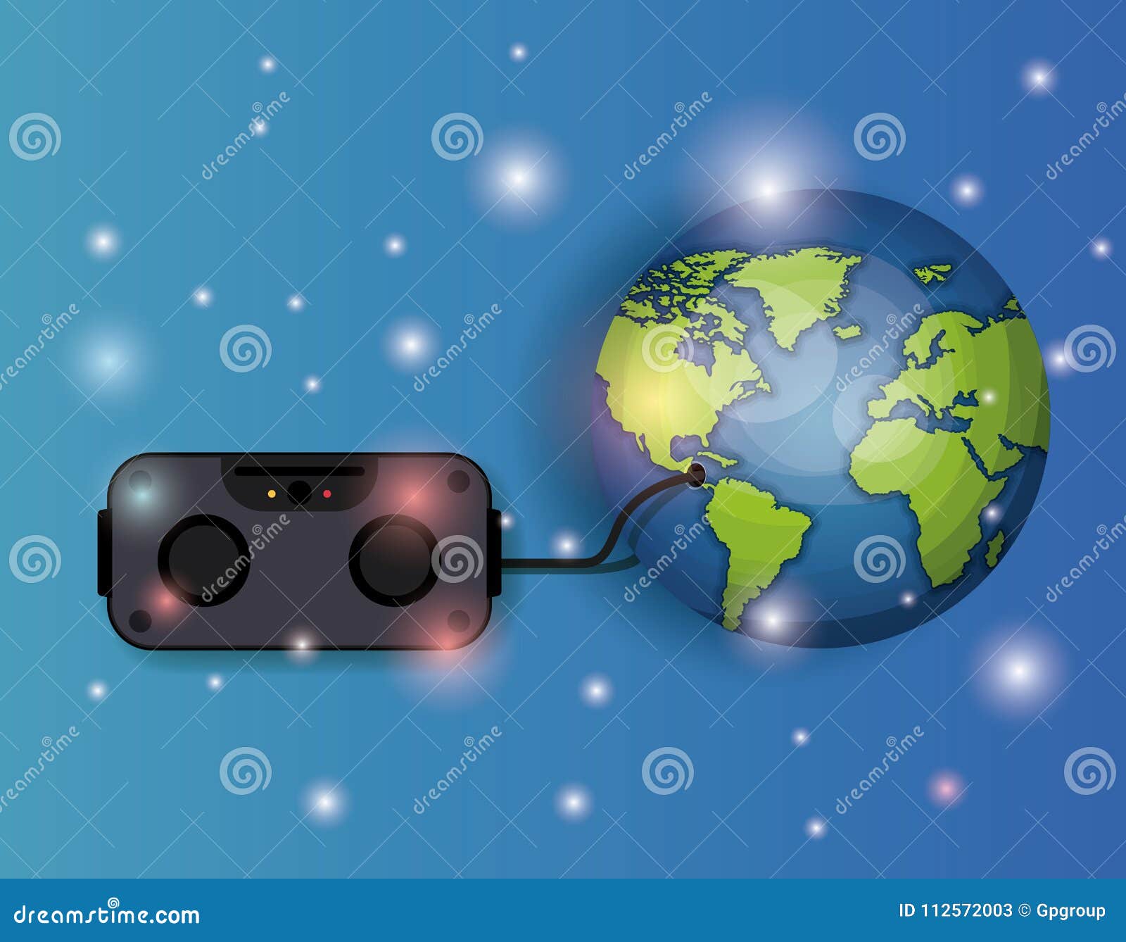 World Planet with Game Control Connection Stock Vector - Illustration ...