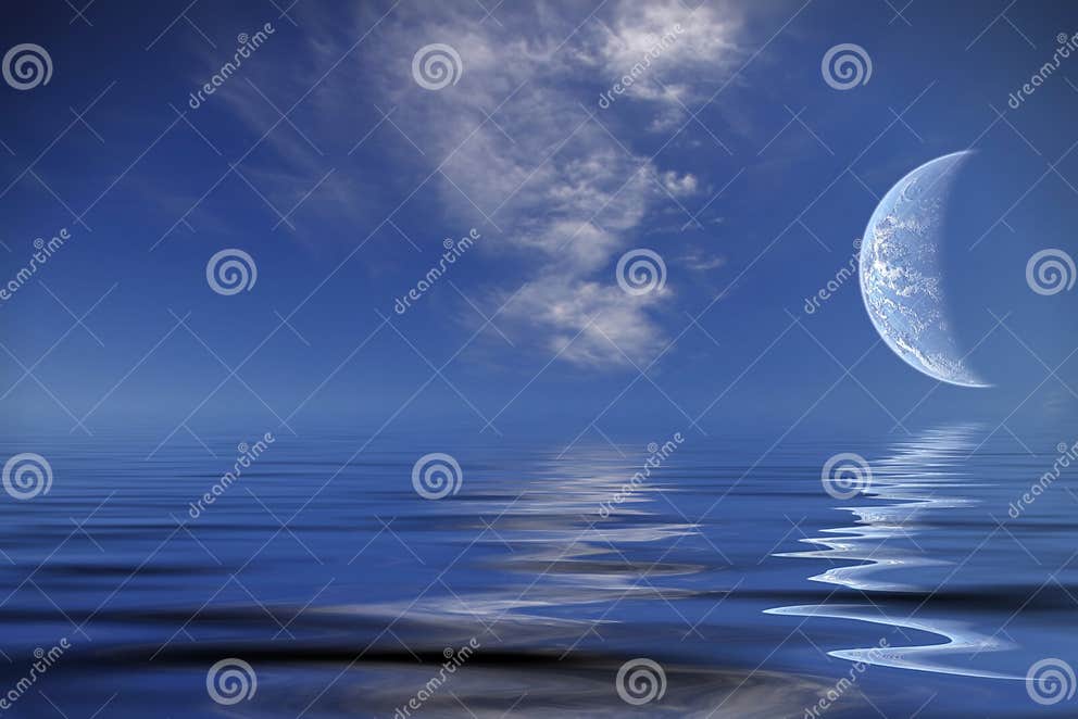 World planet over ocean stock illustration. Illustration of peace ...