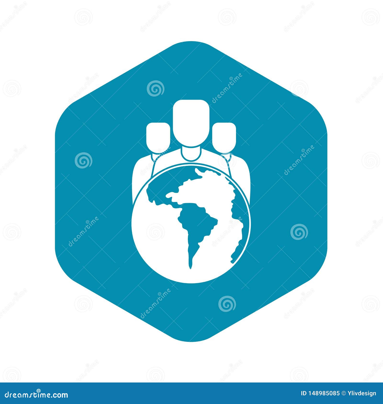 World Planet and People Icon, Simple Style Stock Vector - Illustration ...