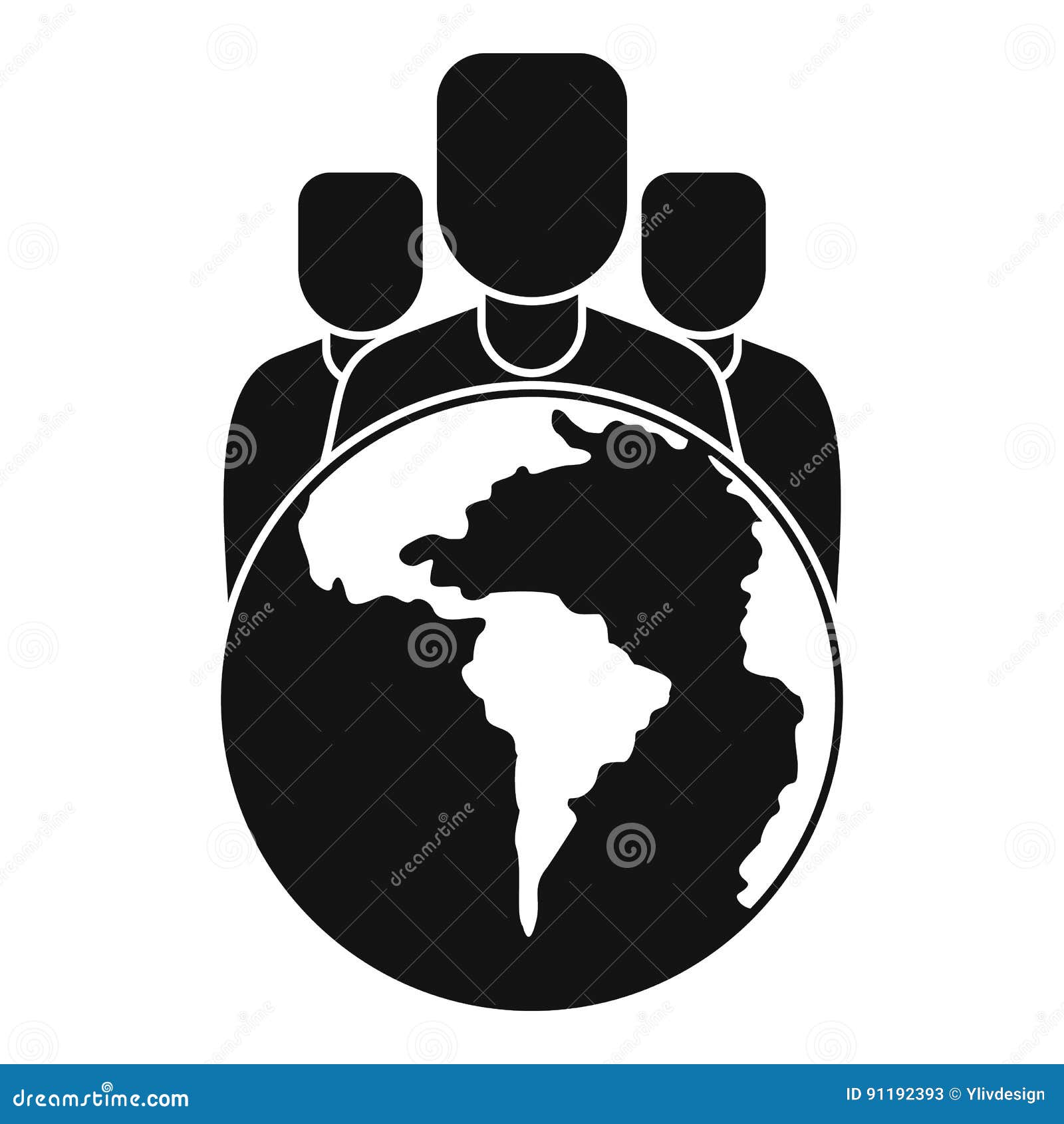 World Planet and People Icon, Simple Style Stock Vector - Illustration ...