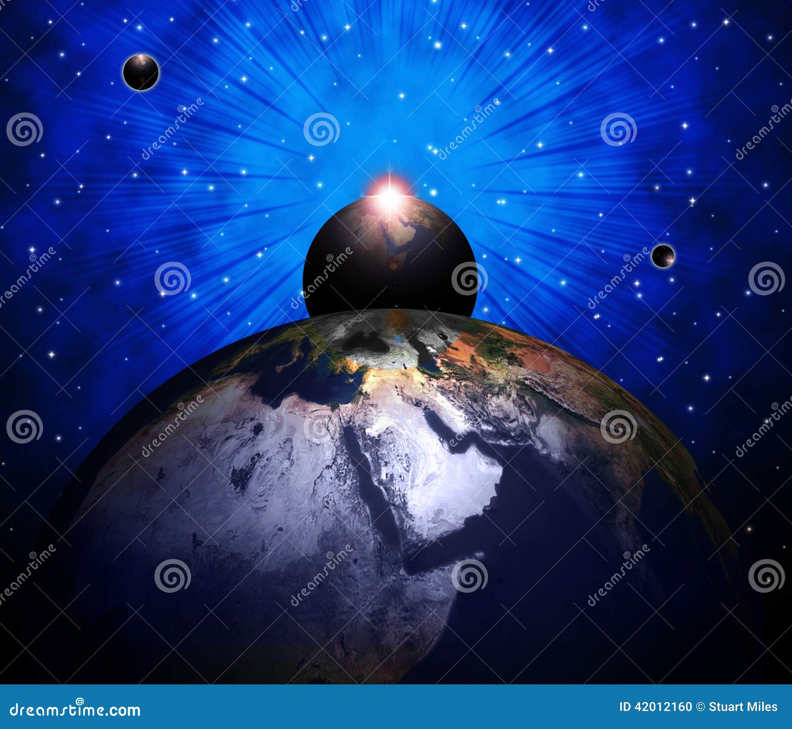 World Planets Shows Solar System and Globalisation Stock Illustration ...