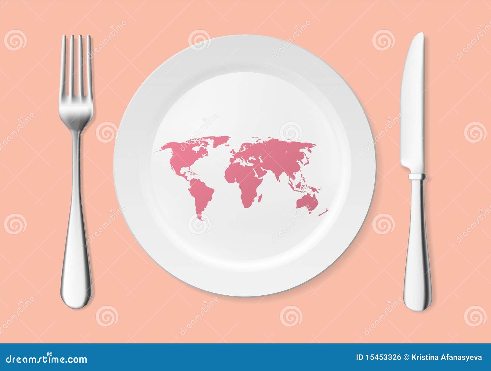 World on the plate stock illustration. Illustration of isolated - 15453326