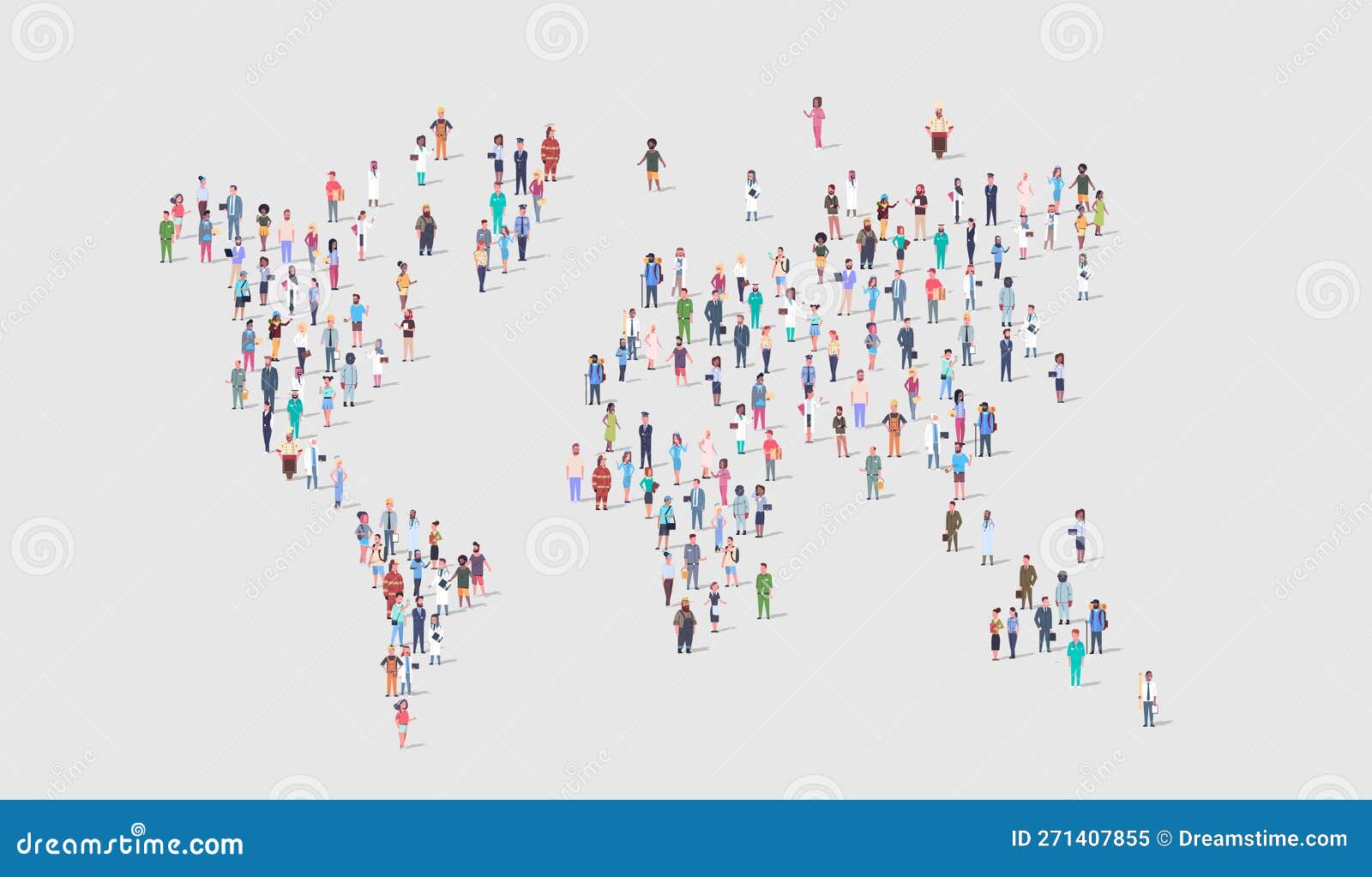 World Population Creative Concept on Global Map. Large Crowd of ...