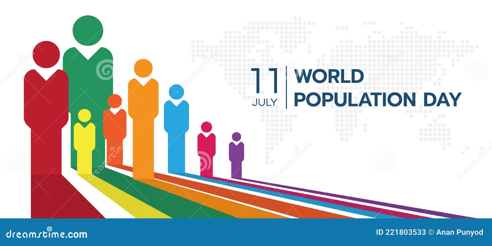 World Population Day with White Perspective Colorful Humans Sign and ...