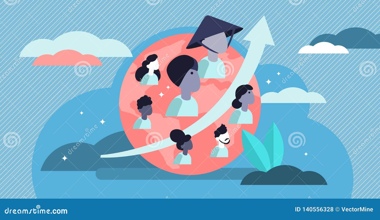 World Population Growth Vector Illustration. Flat Tiny Person Count ...