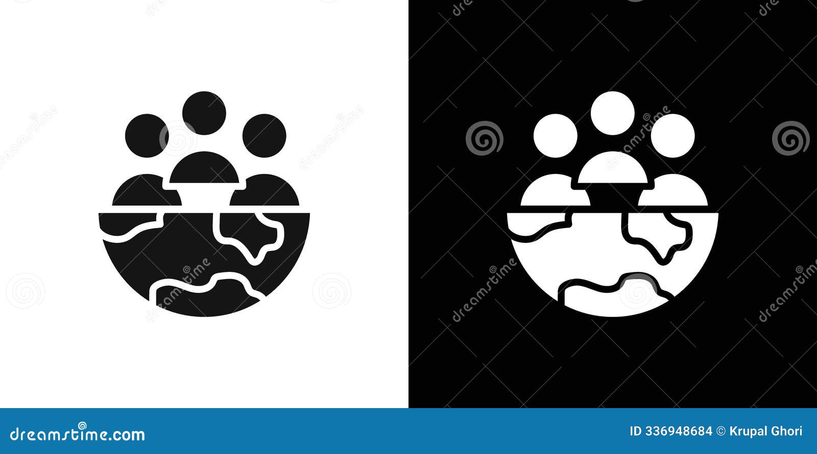 World Population Icon Flat Vector Set Outline Stock Vector ...