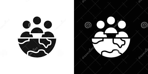 World Population Icon Flat Vector Set Outline Stock Vector ...