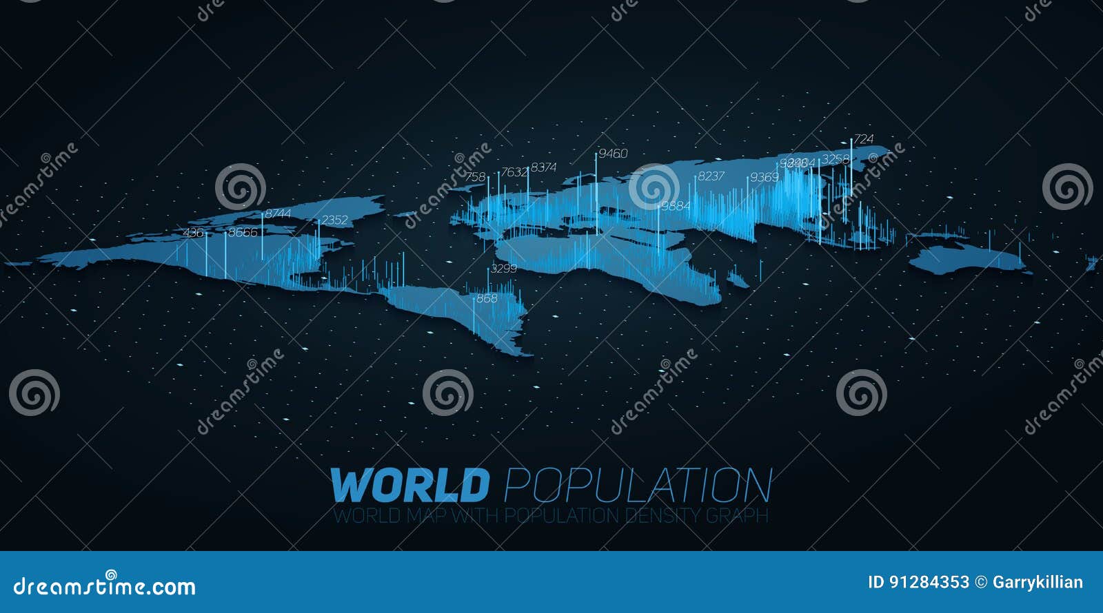 World Population Map Big Data Visualization. Futuristic Map Infographic ...