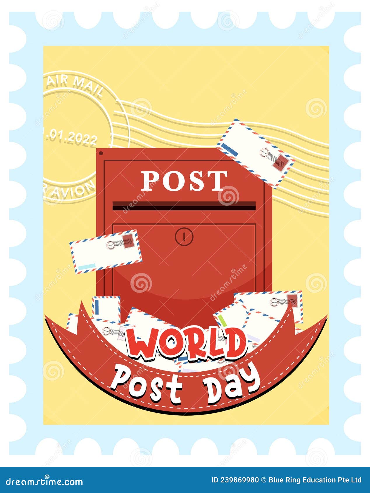 World Post Day Logo with Post Box and Envelope Stock Vector ...