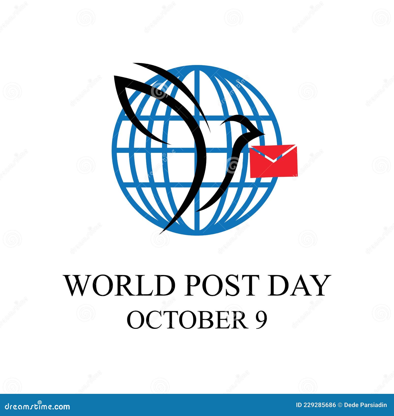 World Post Day Logo with Post Box (mail Box) Icon Design and World Map ...