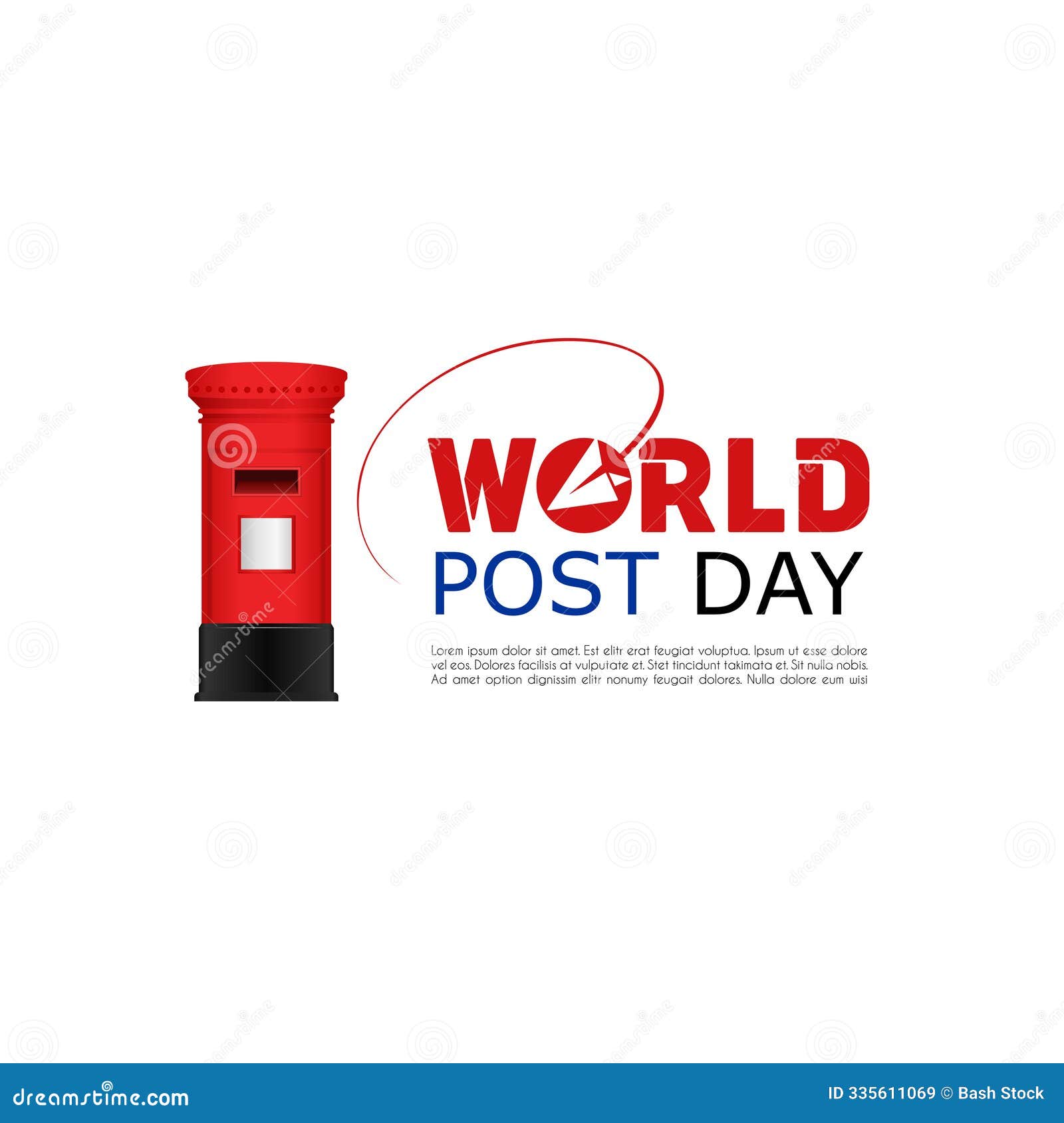 World Post Day. Postbox Illustration with Paper Aeroplane Typography ...