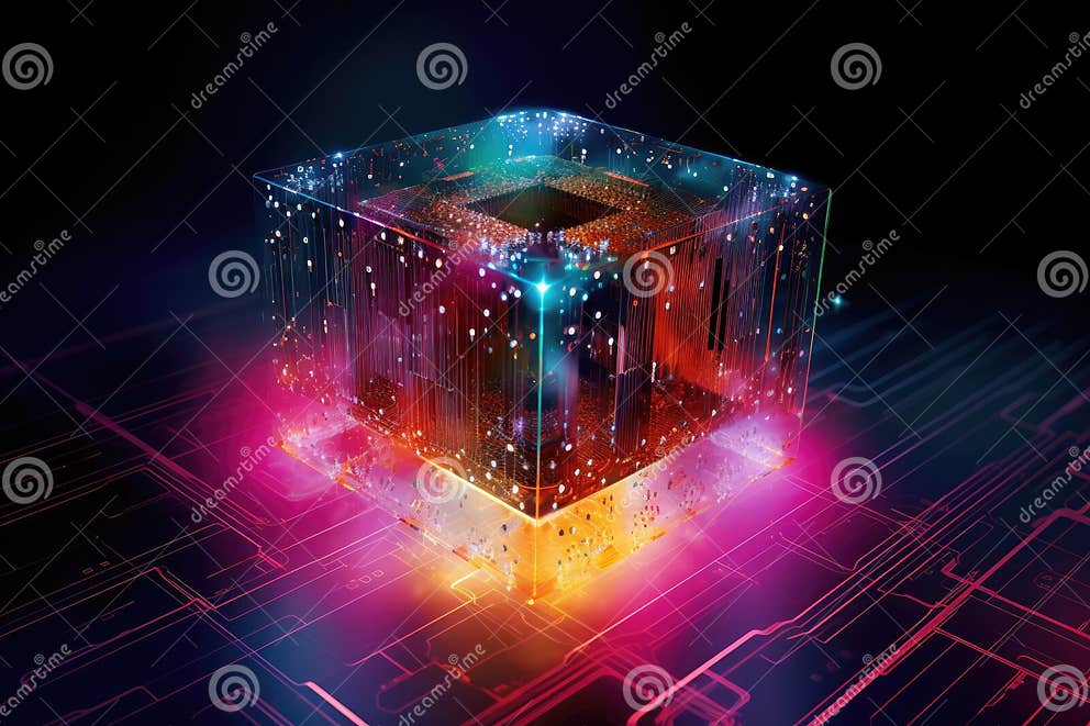 Computing and Quantum Technology. Generative AI Stock Illustration ...