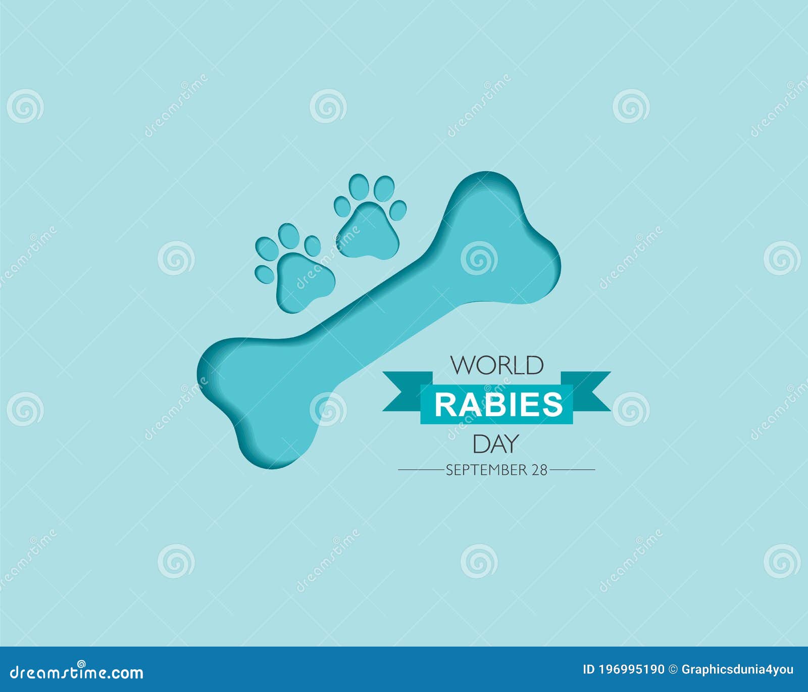 World Rabies Day Banner With Paper Cut Dog And Bone On Pastel Color ...